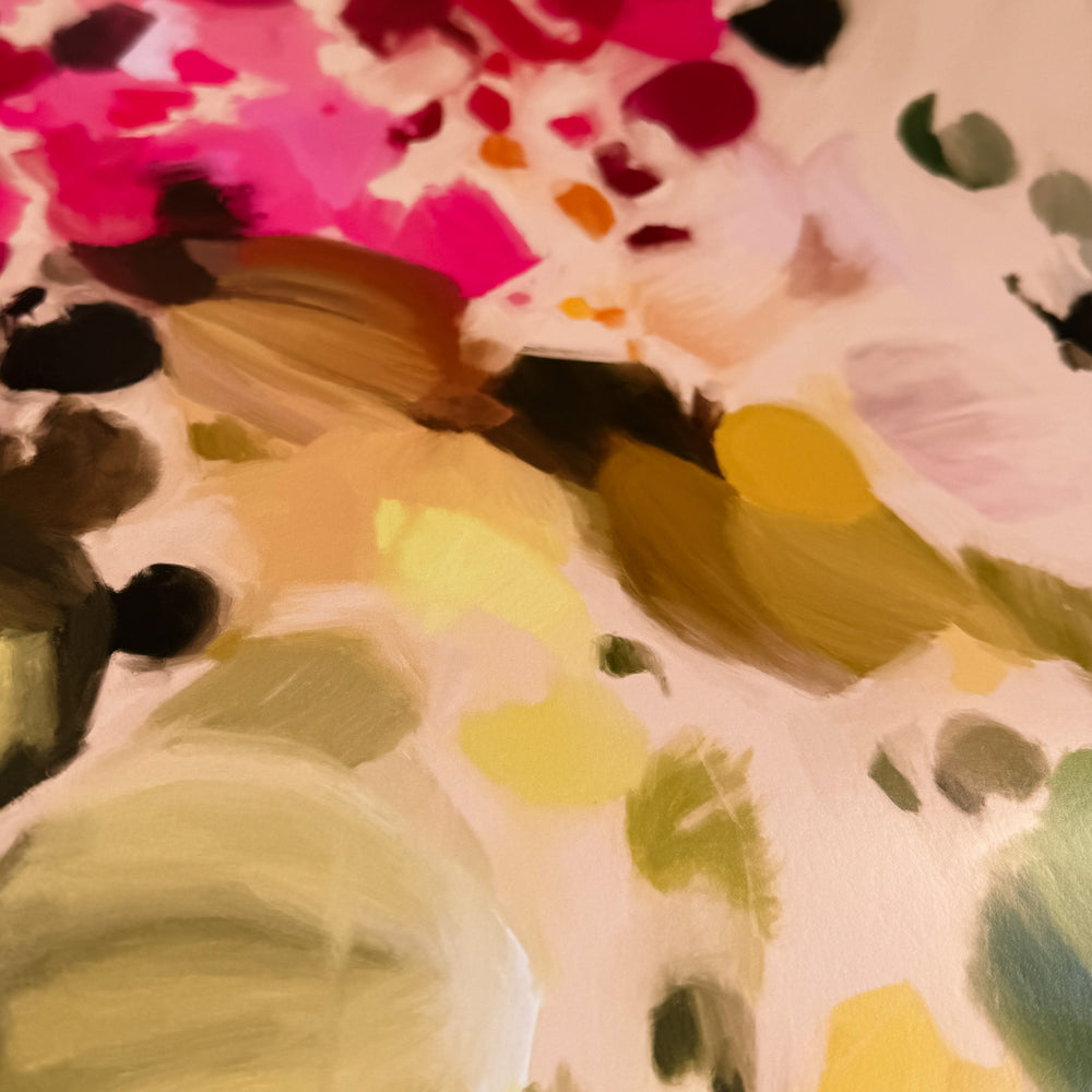 Bougainvillea, pink and green, large scale abstract art print, Patricia ...