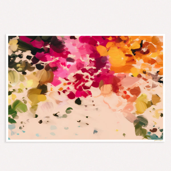 Bougainvillea, pink and green, large scale abstract art print, Patricia ...