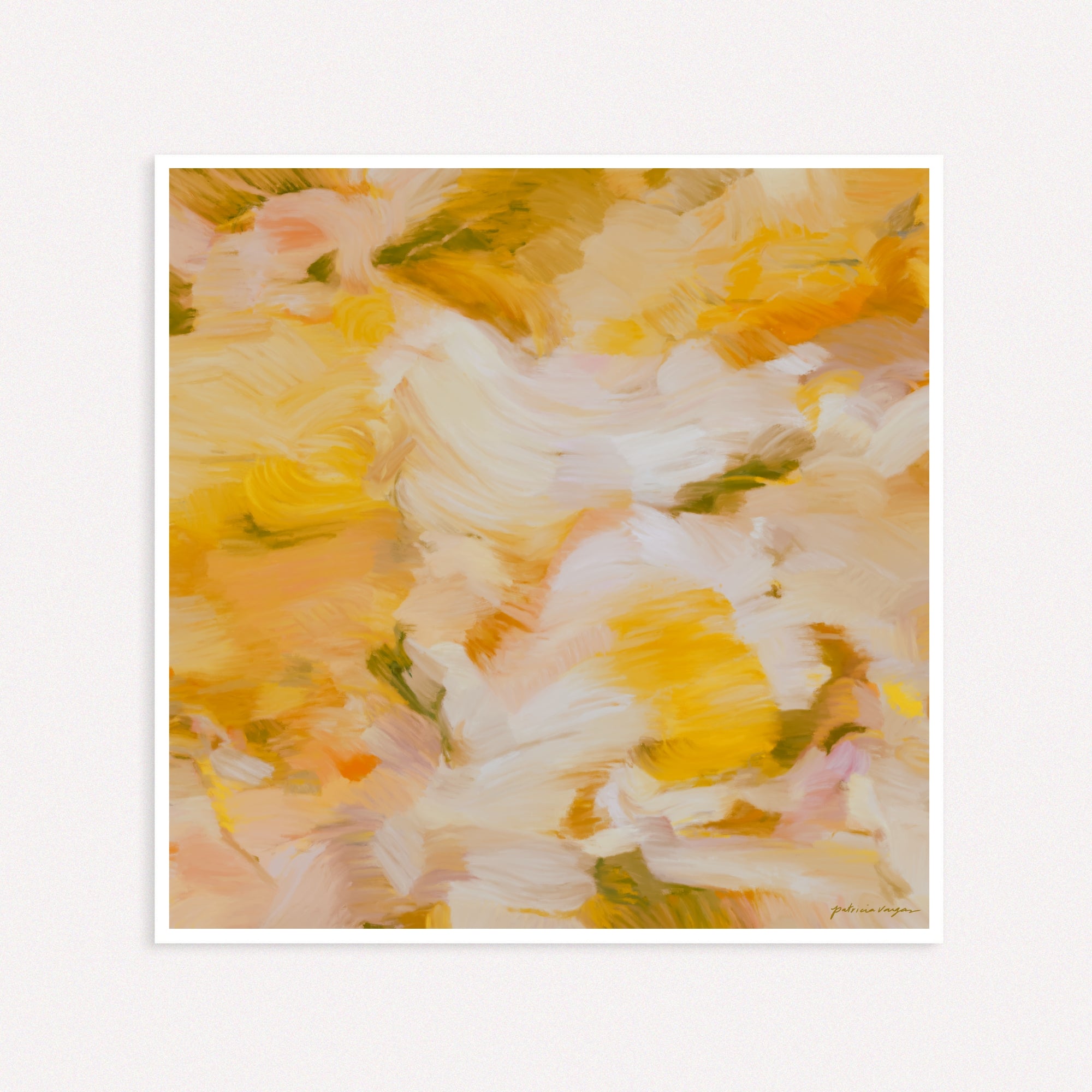 Moments No.3, Yellow Abstract Wall Art Print - Square Contemporary Fine Art