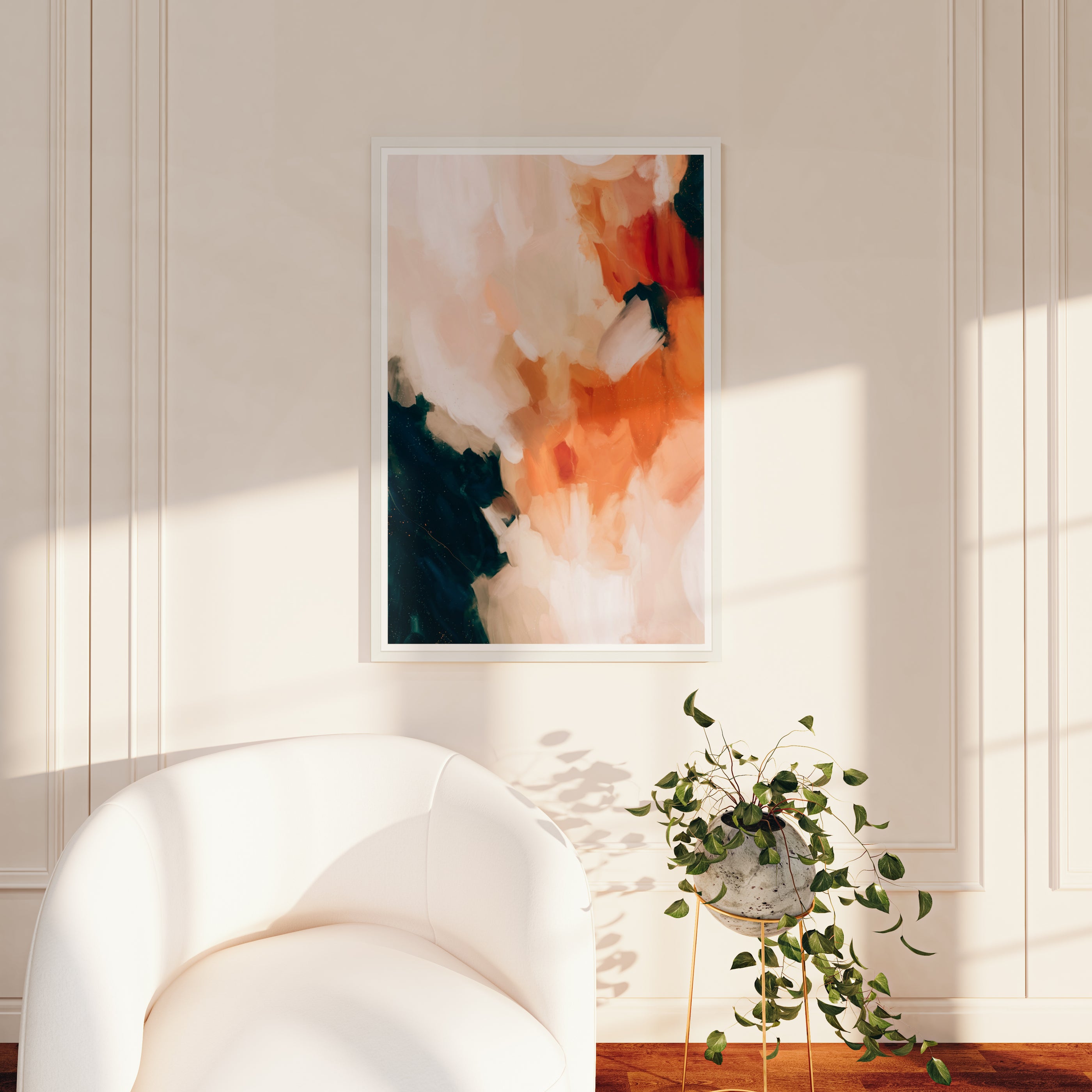 Sabrina Framed Fine Art Paper Print - Purple Orange Abstract Wall Art Print